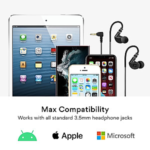 MEE audio M6 Sport Wired Earbuds, Noise Isolating In Ear Headphones, Sweatproof Earphones for Running/Gym/Workouts with Dynamic Enhanced Bass Sound, Memory Wire Earhooks, 3.5mm Jack Plug (Black)