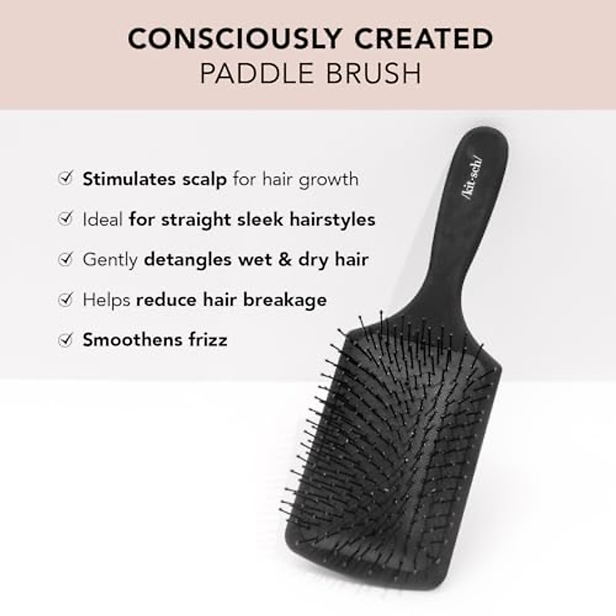 Kitsch Paddle Brush for Blow Drying, Hair Brush for Thick or Thin Hair, Hairbrush for Women with Nylon Bristle, Detangling Brush for Curly Straight Wet Hair, Gently Detangles Without Creating Frizz
