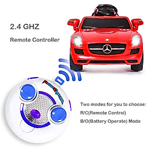 Costzon Ride On Car, Licensed Mercedes Benz SLS Battery Powered Electric Car for Kids w/Parental Remote Control, Lights, Music, MP3, Safety Belt, 4 Wheeler Cars to Drive for Boys Girls Gift (Red)