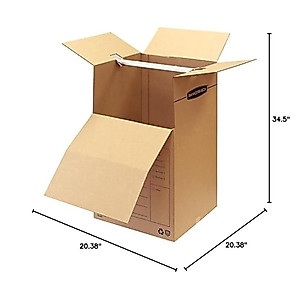 Bankers Box SmoothMove Wardrobe Moving Boxes, Short, 20 x 20 x 34 Inches, 3 Pack (7710902)