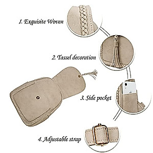 KKXIU Fashion Small Synthetic Leather Backpack Purse For Women and Teen Girls With Tassel (beige)