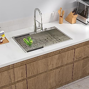 Oumuch 33 Inch Undermount Kitchen Sink Stainless Steel 33" Single Bowl Undermount Sinks 18 Gauge 33x19 In Single Basin Sink