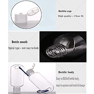 XITENBAO Travel Bottles with Keychain, 2oz/50ml Portable Plastic Travel Bottles - Leakproof Squeeze Bottles with Flip Cap - Empty Refillable Containers for Conditioner Body Wash Liquid etc