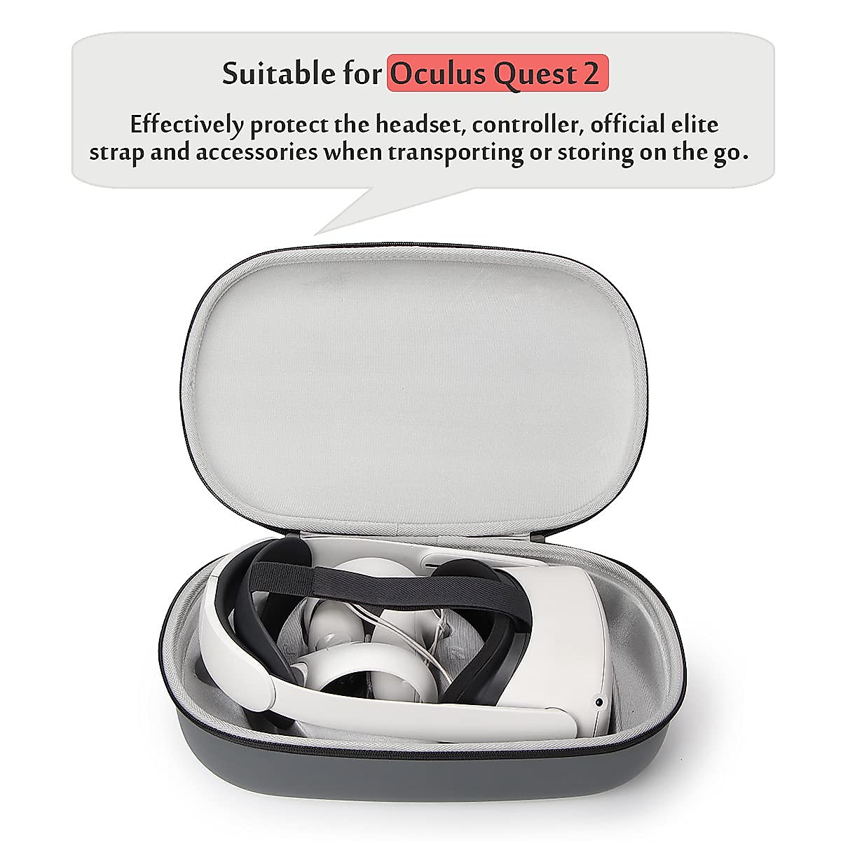 mcyiqihai Duyoku Carrying Case Compatible with Oculus Quest 2, VR Headset and Controller Accessories PU Leather Waterproof Travel Storage Case (Fits Official Elite Strap)