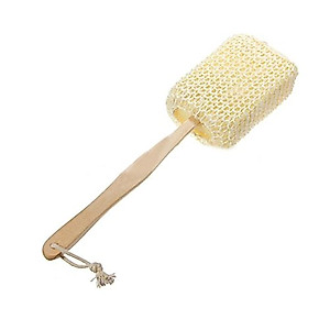 Natural Sisal Fiber Bath Body Brush Spa Shower Back Sponge Scrubber Long Handle