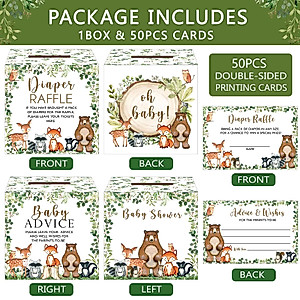 Yuzioey Woodland Diaper Raffle Tickets and Baby Advice, Woodland Forest Baby Shower Diaper Raffle Game Box Tickets, Diaper Raffle Tickets for Woodland Gender Neutral Baby Shower