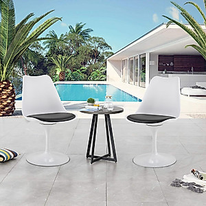 Gecheer Swivel Tulip Side Chair for Kitchen and Dining Room Bar with Cushioned Seat and Curved Backrest, White and Black