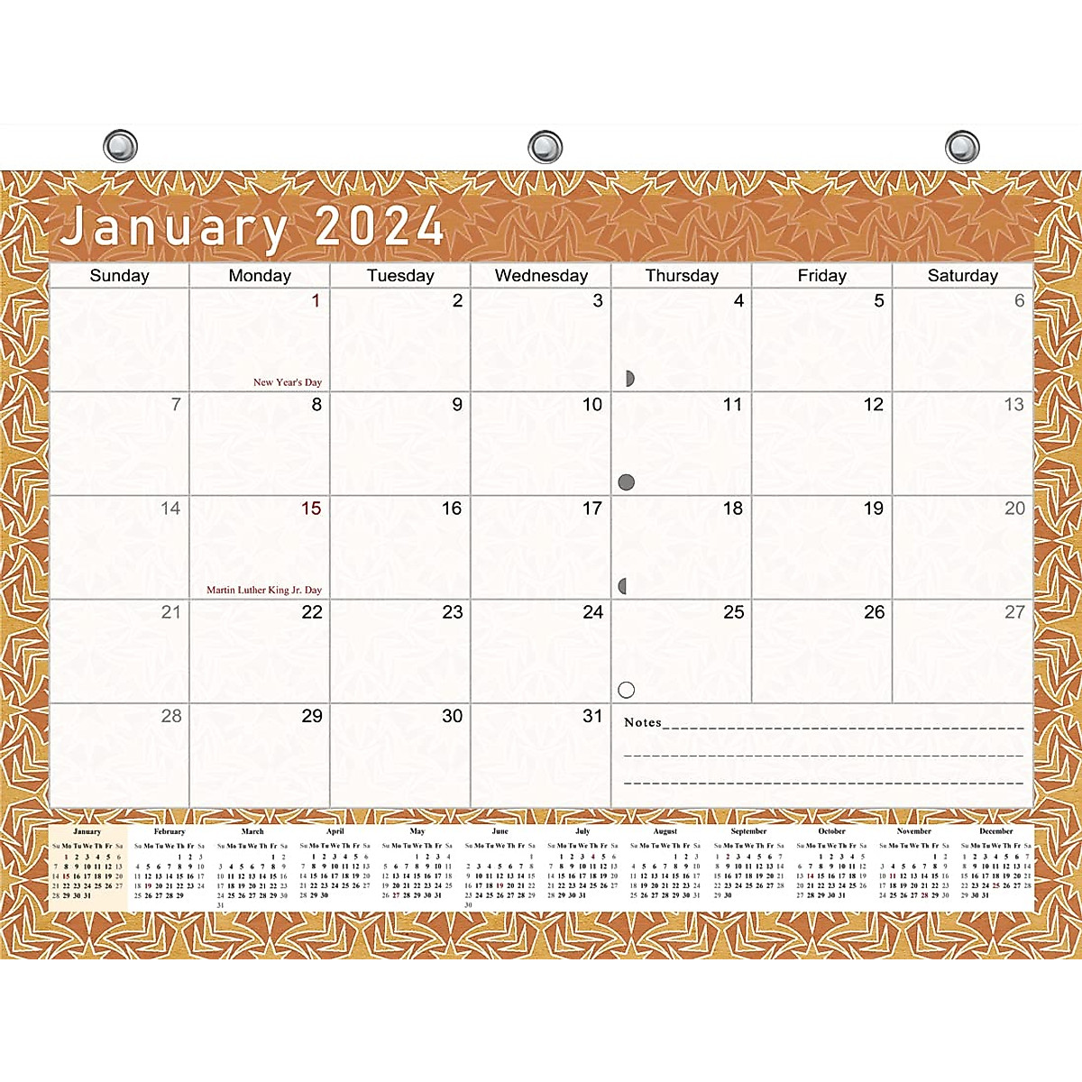 2024 Calendar 12 Months Student Calendar/Planner for 3-Ring Binder, Desk, or Wall -v025