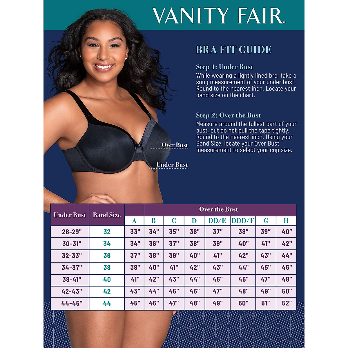 Vanity Fair Women's Illumination Full Figure Zoned-in Support Bra, Lightly Lined Cups up to DD, Underwire-Quartz, 36DD