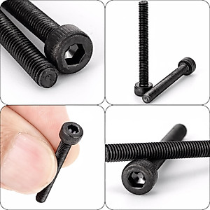 jiuwu 50Pcs M3 x 25mm Socket Head Screw，Thread Pitch 0.5 mm Alloy Steel 12.9 GradeHex Socket Button Head Cap Screws Bolts Kit, Black Oxide Finish