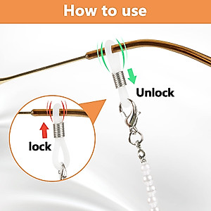 HALUNHL 6PCS Eyeglasses Chains For Women,Womens Beads Eyeglass Necklace，Eyeglass Chains，Pearl Eyeglass Chains