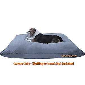 Dogbed4less Do It Yourself DIY Pet Bed Pillow Duvet Suede Cover + Waterproof Internal case for Dog/Cat at Large 48"X29" Gray Color - Covers only