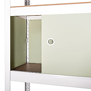 KEPSUUL White 5 Tier Customizable Storage Shelving Unit Heavy Duty Modular Metal Organizing Rack for Kitchen, Pantry, Closet, Office, 32.1" W X 16.4" D X 76.9" H, 1 Set of Reversible Doors, Olive