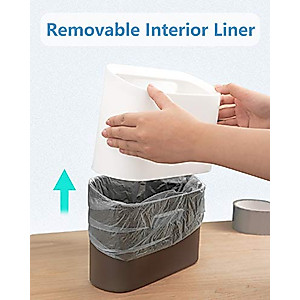 AYADA Tiny, Desk Mini Trash Can, Trash Bin, Waste Basket 1.5 L Desktop, Countertop, Makeup Tabletop Trash Can Little Cute Plastic (White)