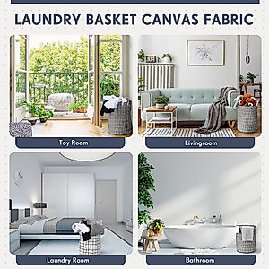 KONLREMA Gray Laundry Hamper Large Canvas Fabric Lightweight Storage Basket,Dirty Clothes Collapsible Round Waterproof,Clothes Hamper for College Dorms, Boys and Girls Bedroom, Clothes Basket