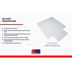 AM The America Store Chair Mat for Carpet - Computer Desk Mat for Carpeted Floors - Easy Glide Rolling Plastic Mat for Office Chair on Carpet for Work, Home, Gaming with Extended Lip (36” x 48”)
