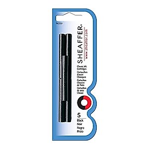 Sheaffer Classic Fountain Pen Ink Cartridges, Black, 5-Pack (96330)