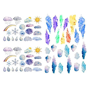 Seasonstorm Watercolor Cloud Sun Rain Precut Waterproof Decoration Album Planner Stickers Scrapbooking Diary Sticky Paper Flakes (PK745)
