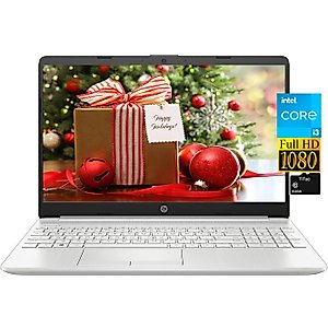 HP 15.6 Inch FHD 1080P Laptop, Intel Dual-Core i3-1115G4 up to 4.1GHz, 12GB DDR4 RAM, 256GB PCIe SSD, USB-C, HDMI, Wi-Fi, Ethernet, Fingerprint Reader, Webcam, Fast Charge, Win10 S + TiTac Card