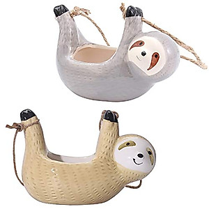 Cabilock 2pcs Sloth Succulent Planter Kawaii Cute Plant Pot Wall Mounted Flower Pot Ceramic Hanging Planter Hanging Plant Holder Mini Succulent Plants Succulent Pot Ceramics Decorative Wall