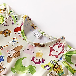 Toddlr Girls Toy Cartoon Yellow Twirl Dress Ruffle Bottom Summer Flutter Sleeves Clothes 2-3T