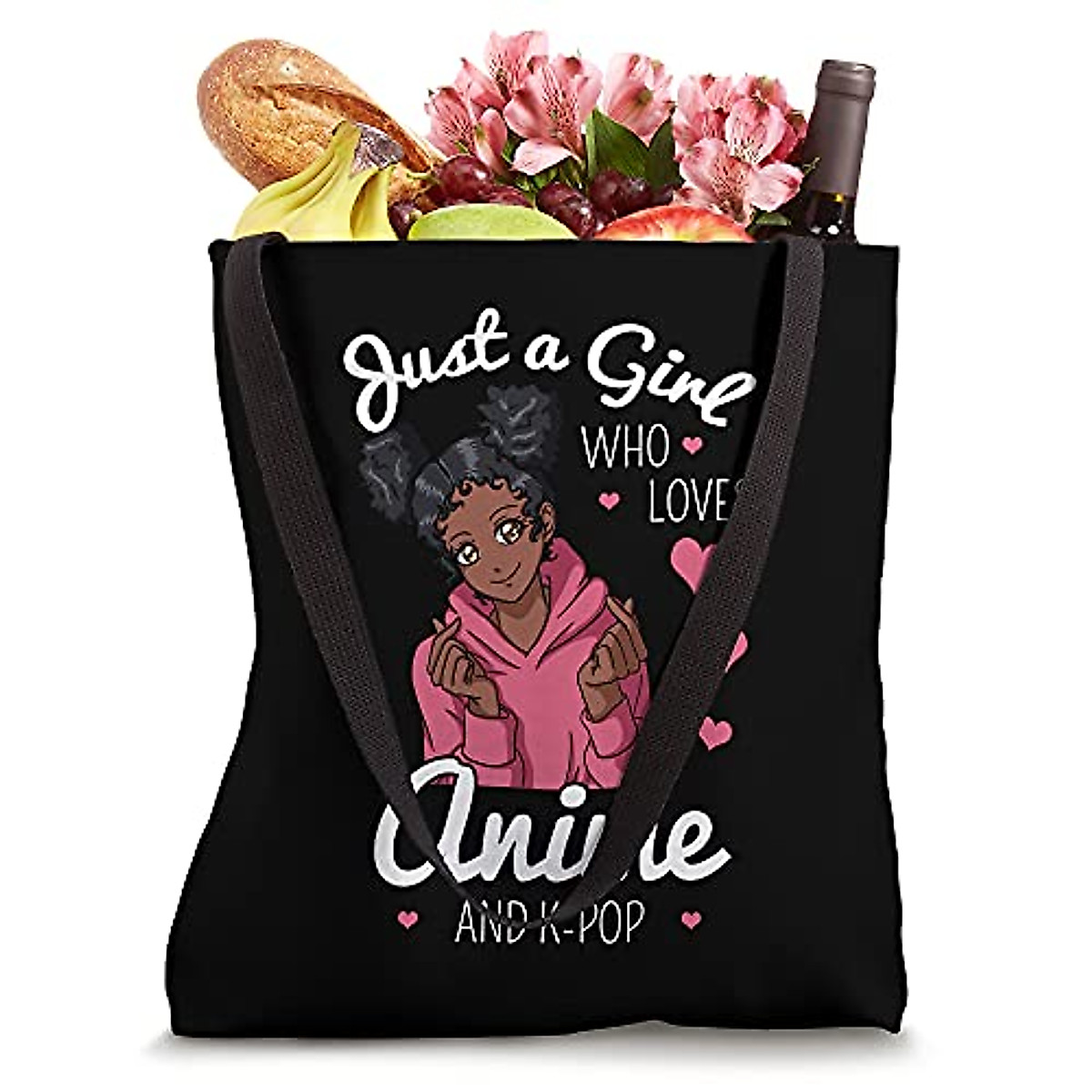 Just A Girl Who Loves Anime And K-Pop African American Afro Tote Bag