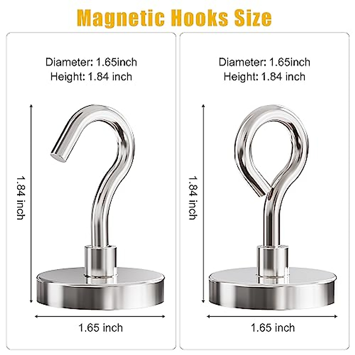 GREATMAG Magnetic Hooks, 160 lbs Heavy Duty Magnet Hooks with Extra 6 Eyebolt Hooks, Neodymium Magnet Hook for Hanging, Cruise Cabins, Kitchen, Pack of 6