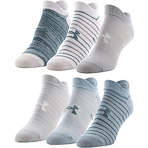 Under Armour Women's Essential 2.0 Lightweight No Show Socks, 6-Pairs, Illusion Green Assorted, Medium