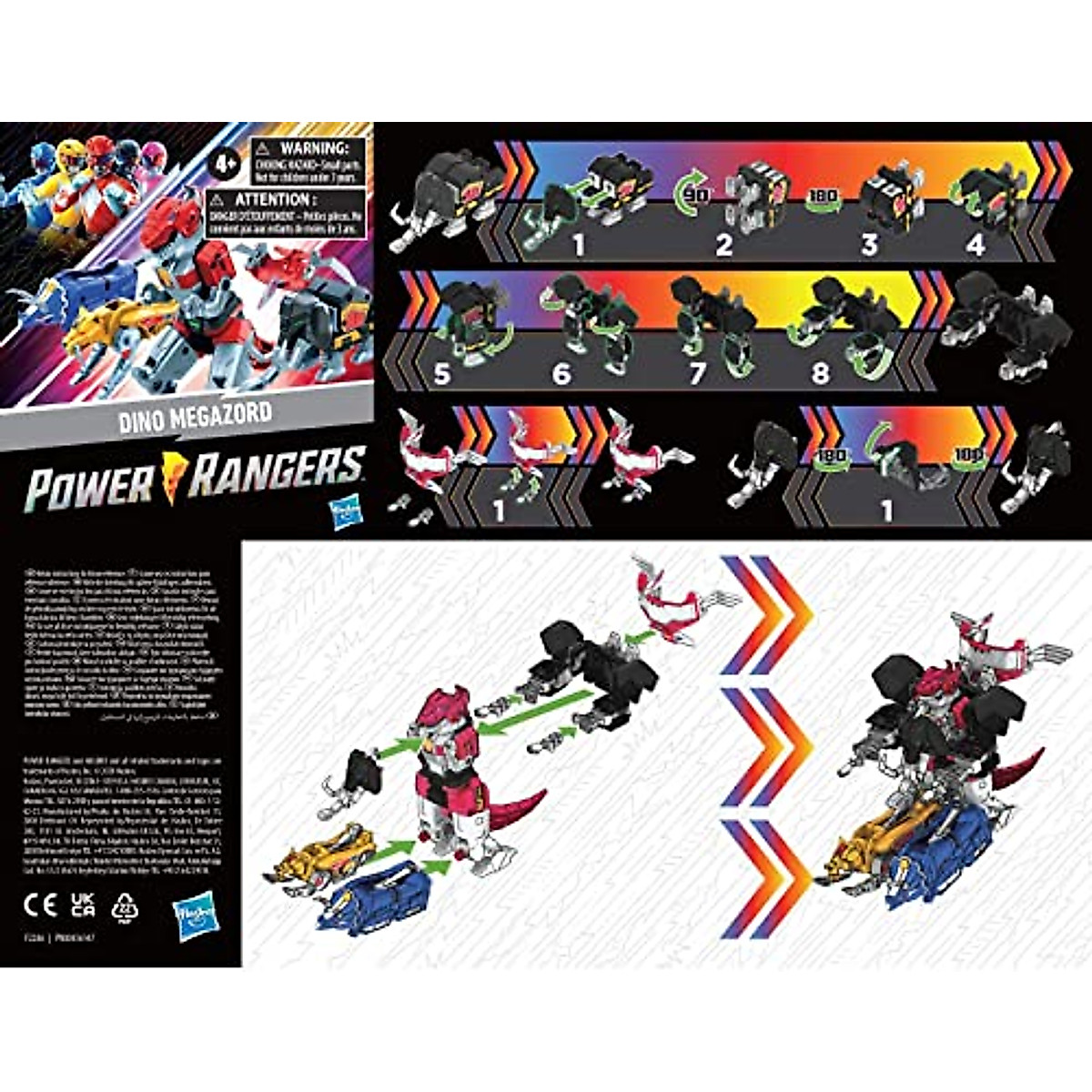 Power Rangers Mighty Morphin Megazord Megapack Includes 5 MMPR Dinozord Action Figure Toys for Boys and Girls Ages 4 and Up Inspired by 90s TV Show (Amazon Exclusive)