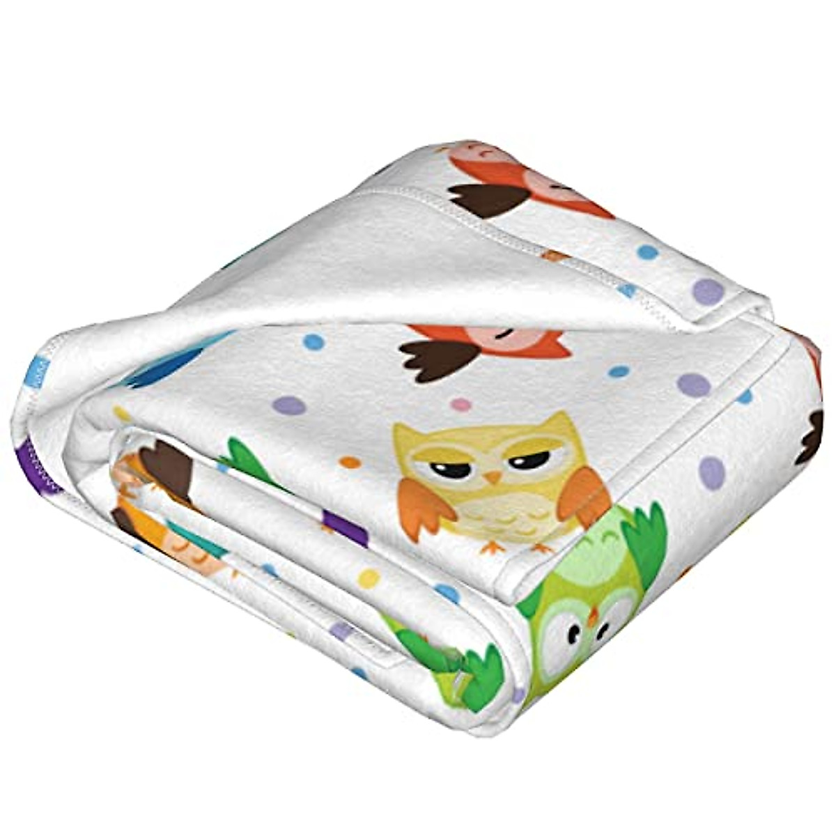 Colorful Owl Throw Blanket Soft Bed Blankets Lightweight Cozy Plush Flannel Fleece Blanket for Sofa Couch Bedroom 50"X40"