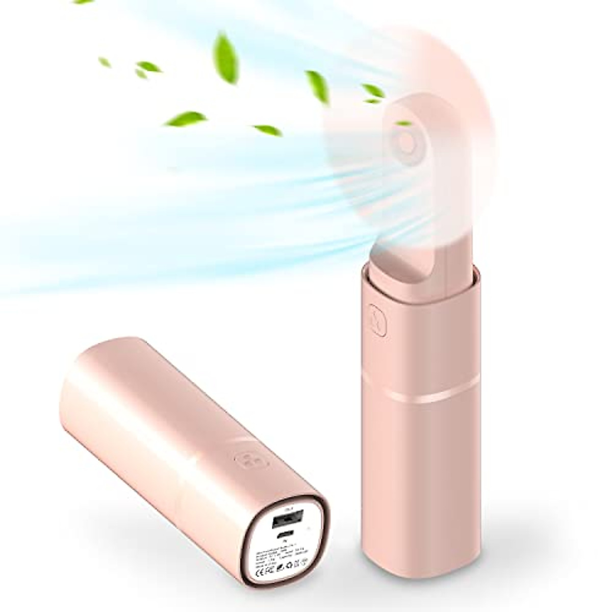 ievei Portable Handheld Fan, Powerful Personal Mini Fan Hand Fan 2 Speed Adjustable USB Rechargeable for Home Office Outdoor Travel, Pink
