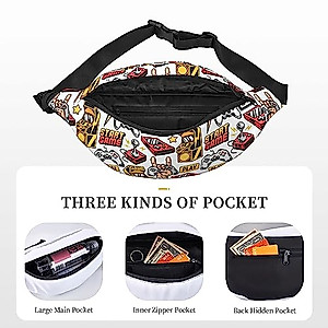 Vintage Arcade Old Game Controller Joysticks Fanny Pack Sling Bag Adjustable Waist Bag Crossbody Sling Backpack For Men Women Travel Hiking Cycling Running