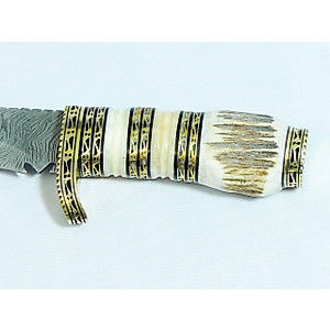 Lexon Handmade Damascus Steel Hunting Knife with Real Leather Sheath