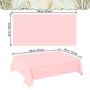 JCTHKUKU 4 Pack Light Pink Tablecloth Disposable Baby Pink Table Covers 54" x 108" Pink Pastel Table Cloths for Parties Bridal Shower Engagement Wedding Birthday BBQ Picnic Indoors & Outdoors Party