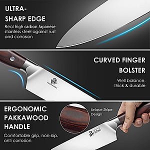 DDF iohEF Kitchen Knife Set, 16-Piece Knife Sets for Kitchen with Block Japanese Stainless Steel Knives Set with Sharpener Ultra Sharp Professional Chef Knife Set with Ergonomic Handle for Cutting