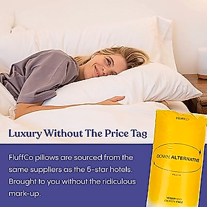 FluffCo. Down Alternative King Size Pillows | Luxury Hotel-Quality Cooling Pillow | Luxurious Breathable Microfiber Polyester Pillow | 300 Thread Count (King Size Soft - Pack of 1)