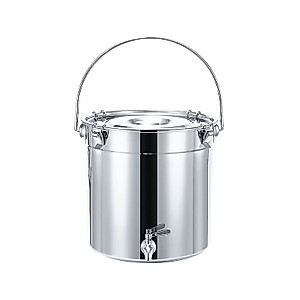 Stock Pot - Soup Pot With Lid, Stock Pot, 201 Stainless Steel Soup Bucket/Sealed Bucket/Transportation Bucket, Wine Tank With Tap, For Water Milk Tea Milk Storage Bucket (Size : 34L)