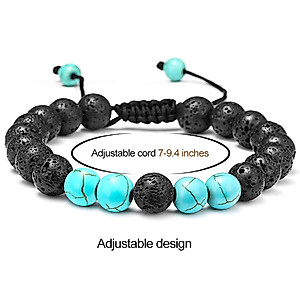 M MOOHAM Lava Rock Bracelet - Lava Rock Bead Blue Turquoise Bracelet, Men Beaded Bracelets Gifts for Men