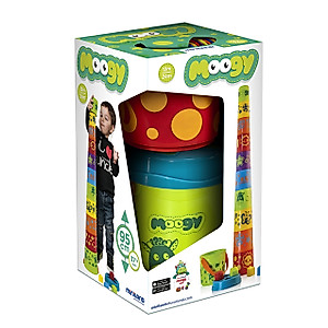 Miniland Educational - Giantte Déco Moogy Stacking Buckets Set - Plastic Stackable Nesting Cups for Kids, Fun Toddler Playtime Activity to Promote Motor Skills and Coordination