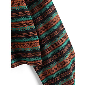 ZAFUL Women's Tribal Ethnic Graphic Cropped Knitwear Bohemian Long Sleeve Pullover Sweater Boho Drop Shoulder Knitted Top Multicolored