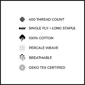 Pillow Guy Classic Cool & Crisp 100% Cotton Percale Duvet Cover Set - Dark Navy - King/California King