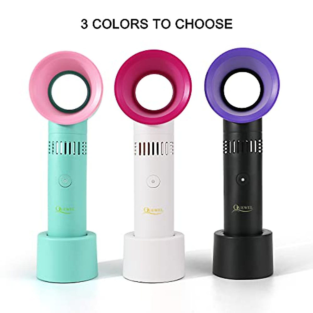 QUEWEL Eyelash Fan for Lash Extension Bladeless Fan Handheld Lash Extension Fan Dryer Mini Fan Air Conditioning Blower Eyelash Extension Supplies Drying Lash Glue (Purple)