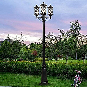 3 Head High Pole Landscape Street Light Aluminum Pole Light Outdoor Waterproof Courtyard Garden Community European Lamp Villa Home Retro Led