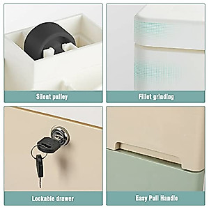 Nightstand Bedside Table Drawer Cabinet Macaron Plastic Drawers Dresser Storage Cabinet W/ 6 Drawers Closet Organizer Modern and Elegant Look Storage Tower Dresser