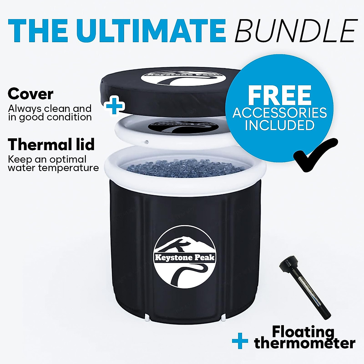 Keystone Peak Ice Bath - New 2023 - Boost Your Immune System & Improve Recovery + Cold Plunge tub + Portable Ice Bath tub for Athletes & Navy Seals + Ice Baths and Soaking + Cold Water Therapy