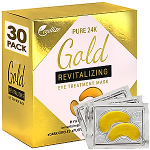 Cedlize Under Eye Collagen Patch, 24K GOLD ANTI-AGING MASK, Pads For Puffy Eyes & Bags, Dark Circles and Wrinkles, With Hyaluronic Acid, Hydrogel, Deep Moisturizing Improves Elasticity, 30 PAIRS