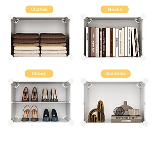 BASTUO Shoe Rack with Door, Plastic Enclosed Shoe Rack, Multi-Purpose Closed Shoe Rack, for Livingroom, Bedroom and Office (24 Pairs, White)