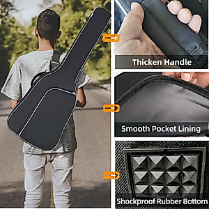 GIGKOUKI Bass Guitar Bag Gig Bag 0.35 inch Backpack Padded Soft Case Padding Black Electric Bass Case with Back Hanger Loop and Neck Strap