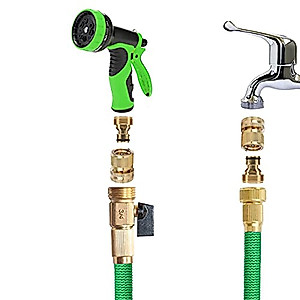 YTFGGY Garden Hose Quick Connector Set Solid Brass 3/4 inch Water Fitings Thread Easy Connect No-Leak Male Female Value (5set)