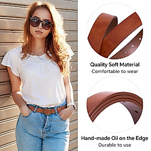 JIEDE Womens Belt Vintage Buckle Casual Fashion Ladies Waist Belt Adjustable Skinny Belts for Jeans Pants Dress (Brown, S - Fits Waist 30''-34'')
